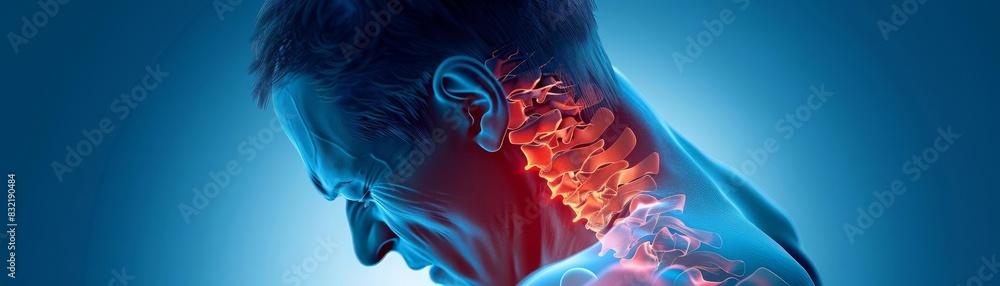 Chronic pain portrayal A realistic depiction of a male suffering from ...