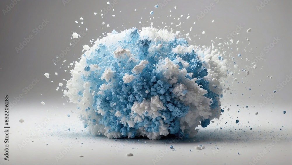 Blue and white particle cluster explosion in a minimalistic setting ...