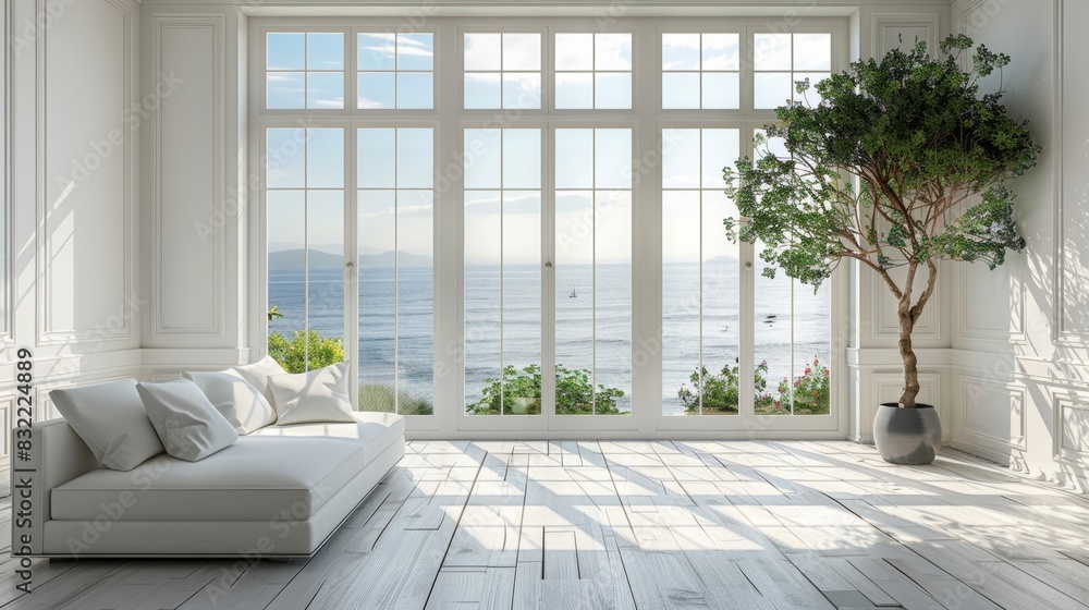 Living room, day light from window, copy space for zoom background ...
