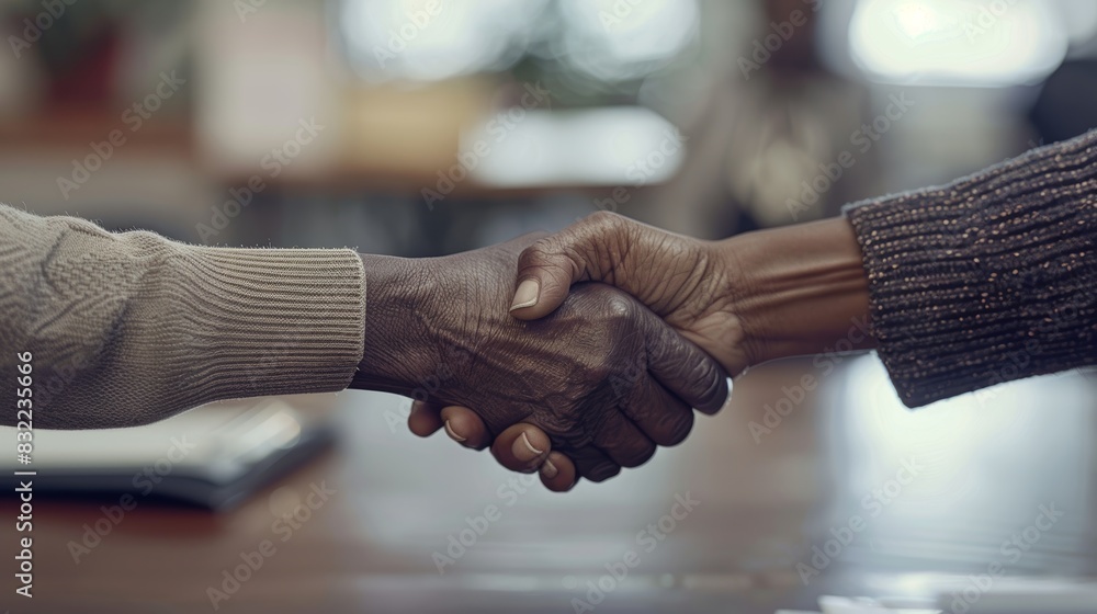 People, handshake, counseling support meeting, thank you, and therapy ...