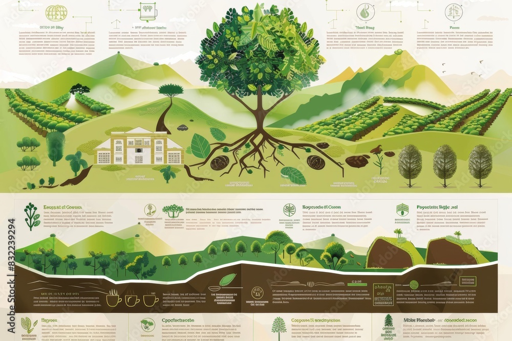 Infographic detailing coffee production from trees planting the first ...