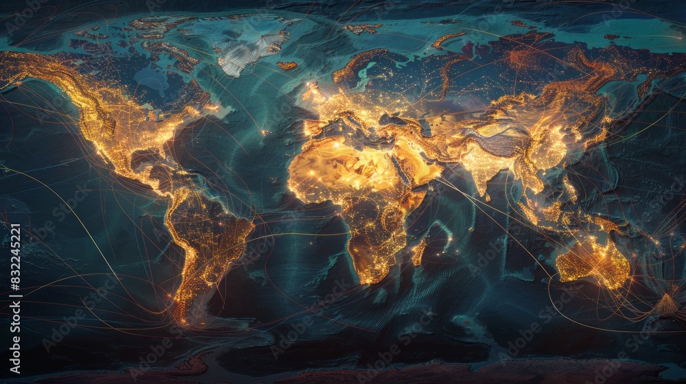 A sprawling visual representation of global commerce, depicting a ...