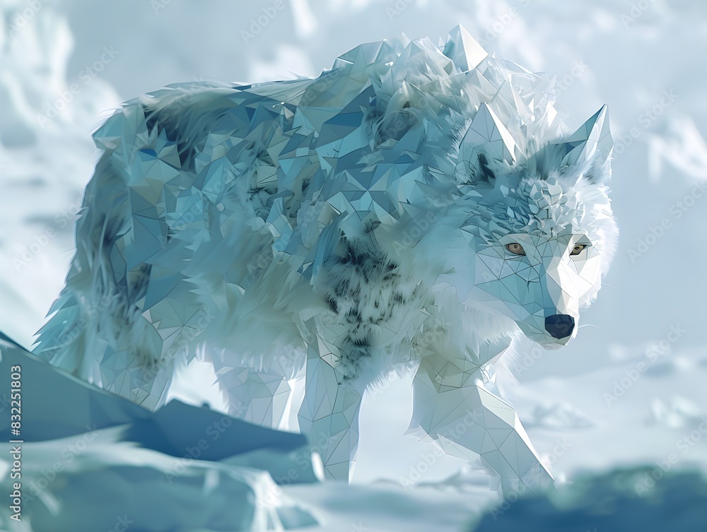 Ethereal Arctic Wolf Navigating Icy Tundra Amid Blizzard in Captivating ...