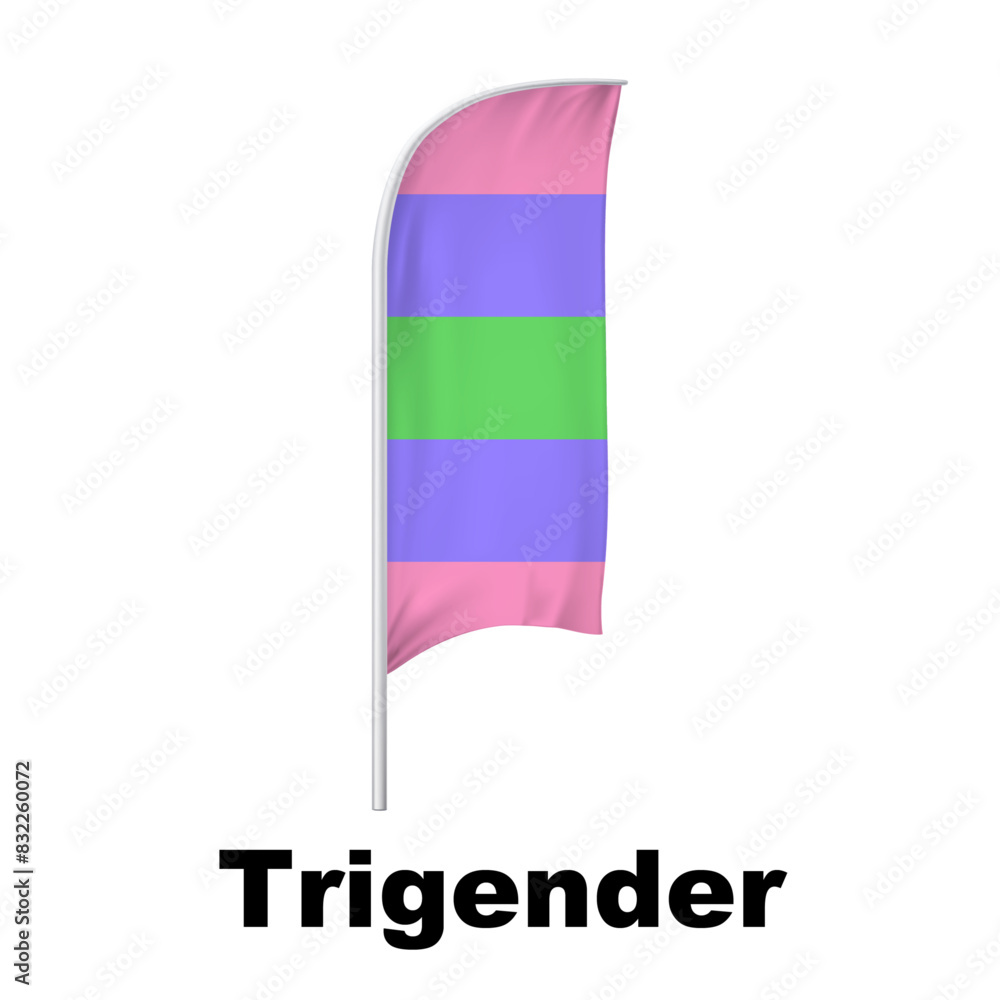 Trigender Pride Curved Vertical Flag Vector - Symbol of Gender ...