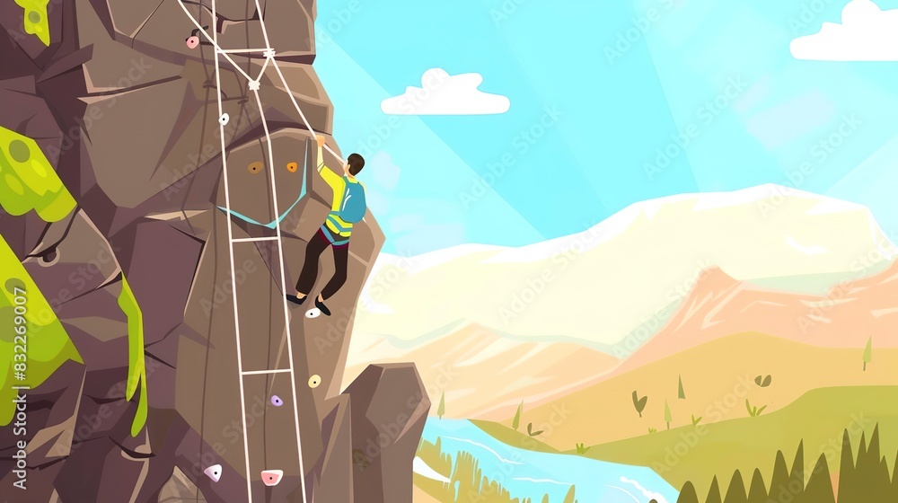 Rock climbing routes infographic flat design side view skill challenge ...
