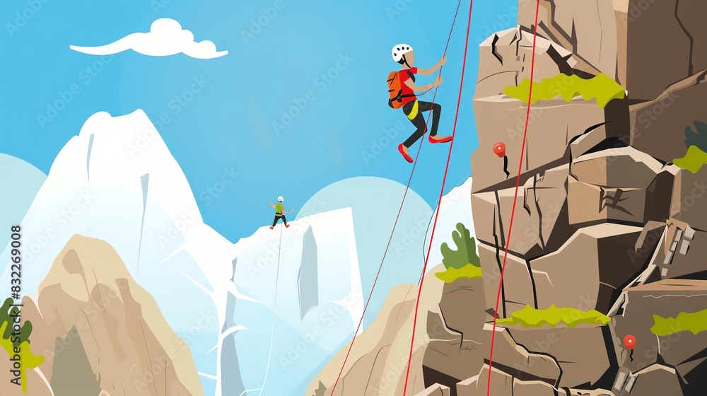 Rock climbing routes infographic flat design side view skill challenge ...