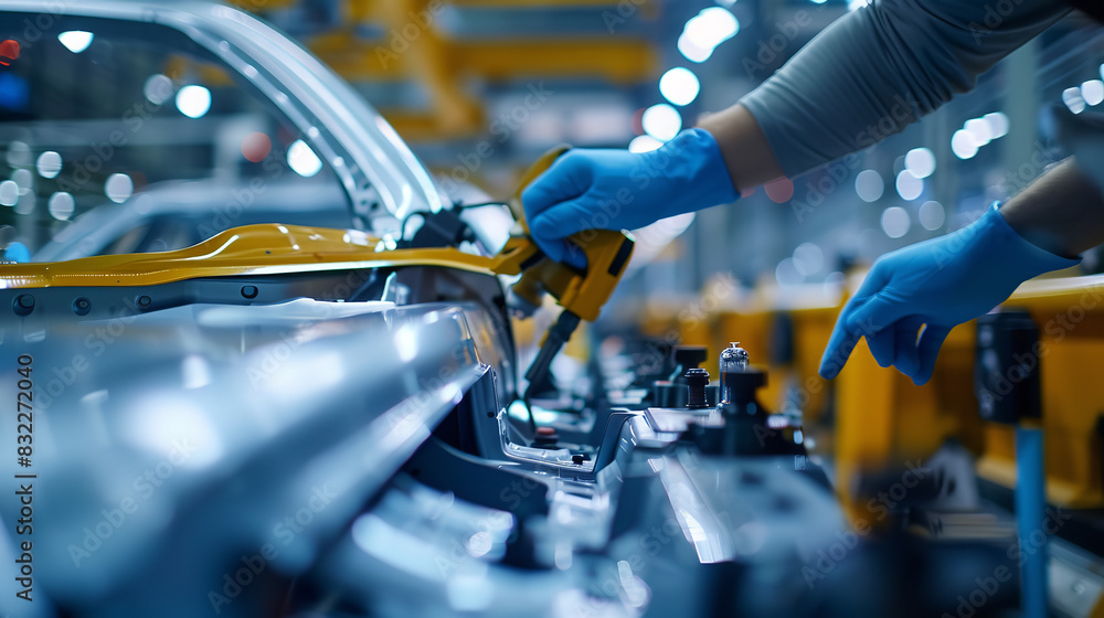 Precision Quality Check in Automotive Manufacturing Environment Stock ...