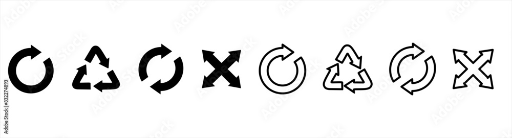 Vector set of circle arrows isolated on white background. Rotate arrow ...