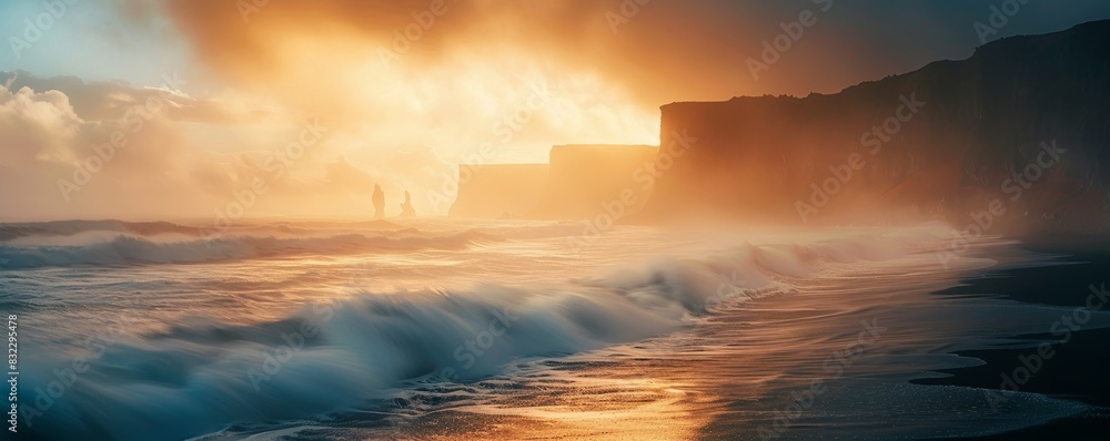 Dynamic time-lapse, clouds moving, coastal cliffs, close up, focus on ...