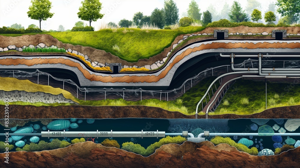 A detailed diagram of an underground water conservation system that ...