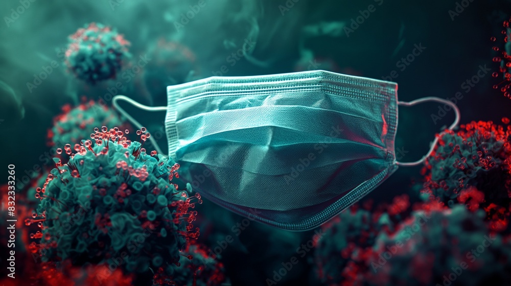 Foto de A nano-tech based anti-viral mask, shown at a microscopic level ...