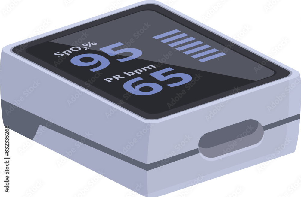 Digital rendering of an isolated pulse oximeter illustration on a white ...