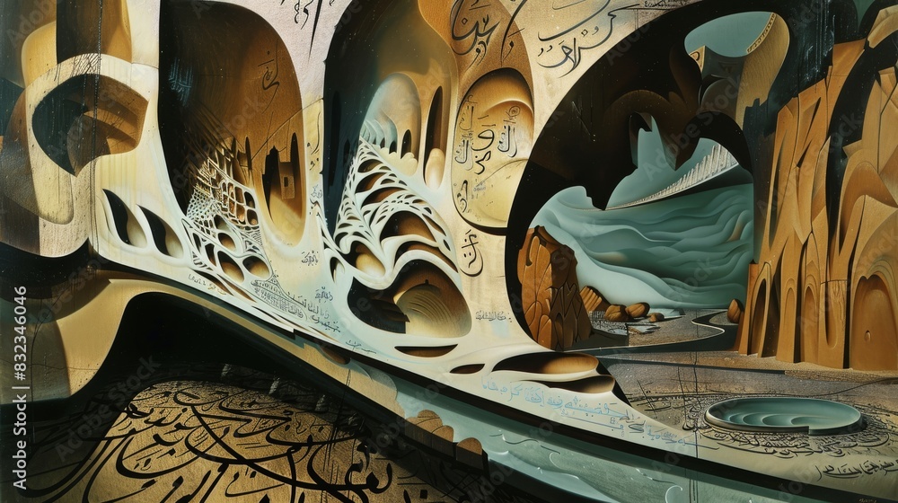 Arabic calligraphy abstract painting for islamic art and design Stock ...