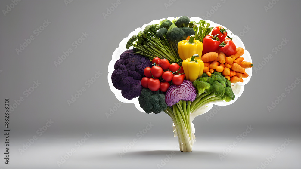 Human brain made of variety of colorful vegetables, concept of ...