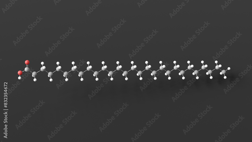 montanic acid molecular structure, saturated fatty acid e912, ball and ...