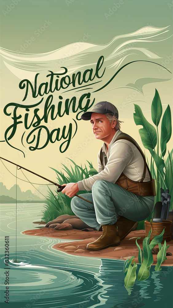 Fishing Day, National Go Fishing Day, National Go Fishing Day poster, social media poster, happy ...