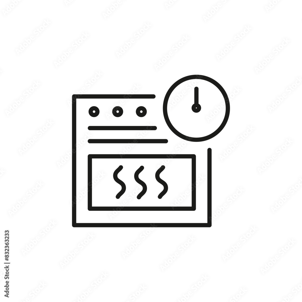 Oven with timer icon. Simple oven with timer icon for social media, app ...