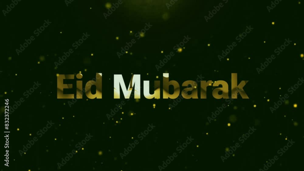 Eid Mubarak text animation with Islamic calligraphy in gold color for ...