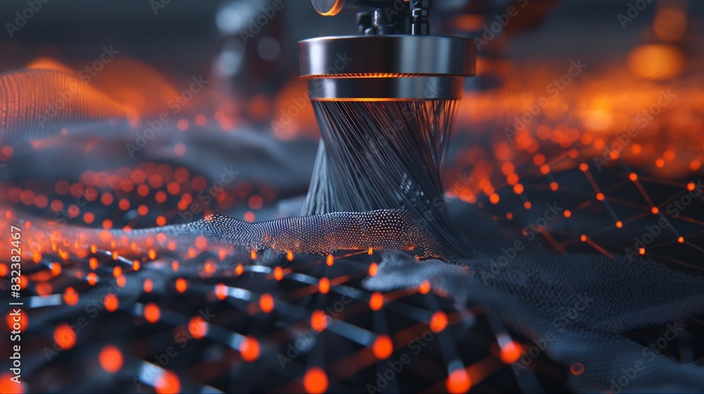 An ultra-detailed rendering of a carbon nanotube fiber being woven into ...