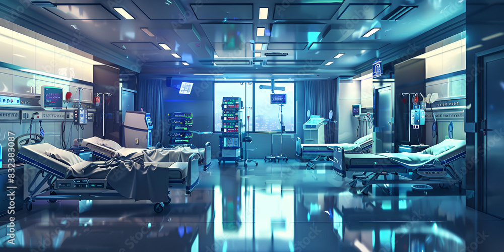 inside a state-of-the-art hospital room background Stock Illustration ...