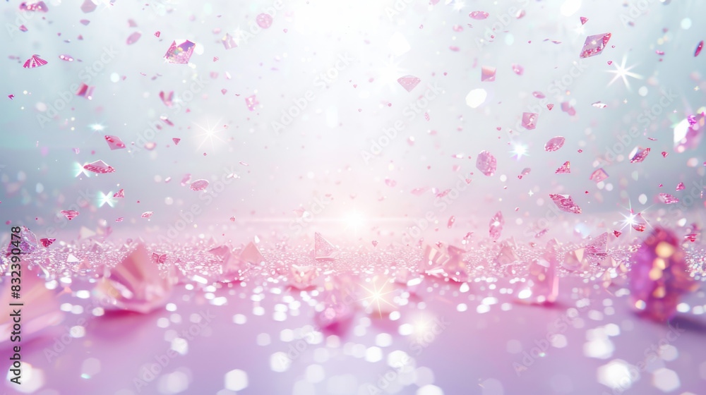 Pink shining diamonds on a white background. Crystal clear pink ...