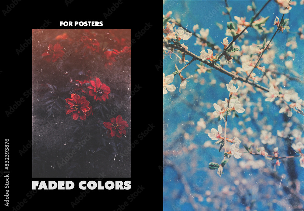 Faded Color Poster Photo Effect Mockup Stock Template | Adobe Stock