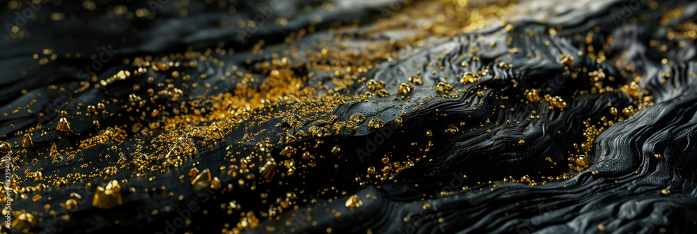 hard coal in the pile. a piece of gold among the coal. extracted ...