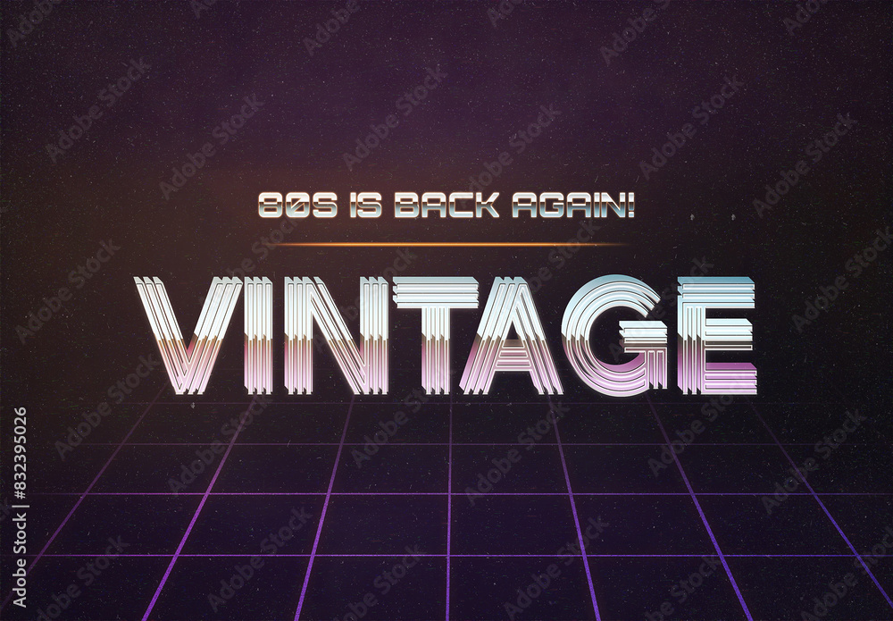 Retro 80s Text Effect Mockup Stock Template | Adobe Stock