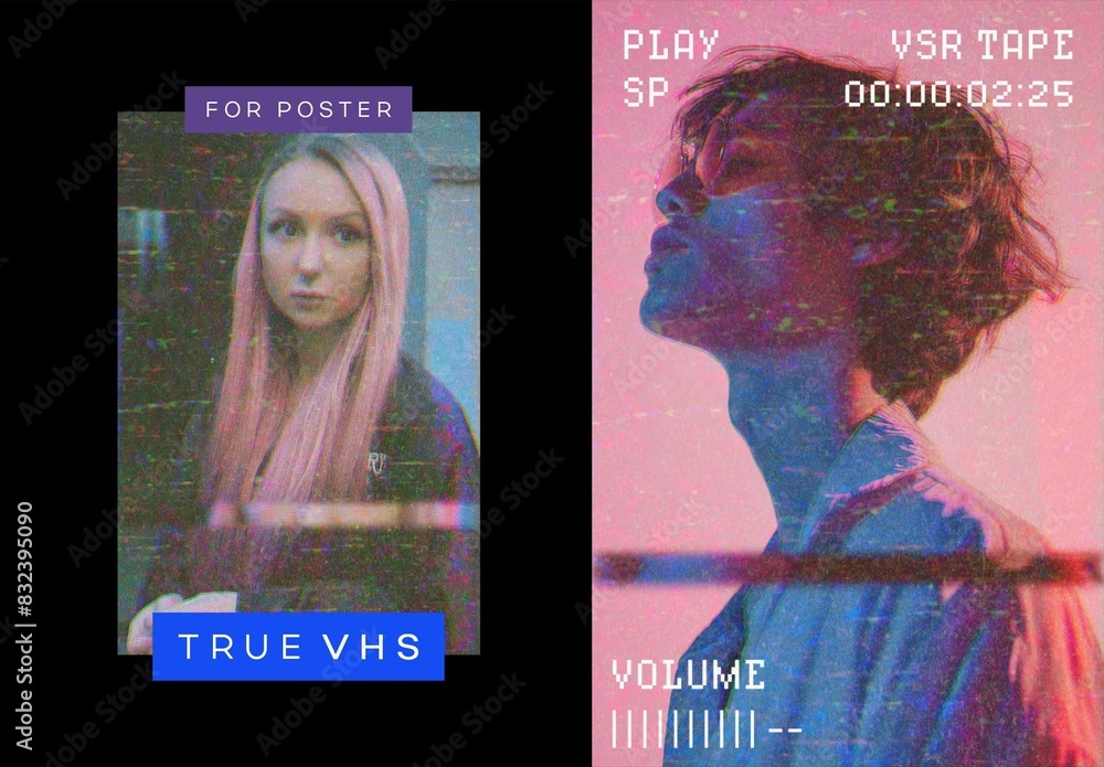 Original VHS Poster Photo Effect Mockup Stock 템플릿 | Adobe Stock