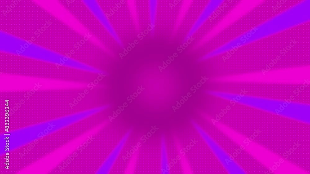 Animated comic cartoon background, with rotating ornaments. blue rays ...