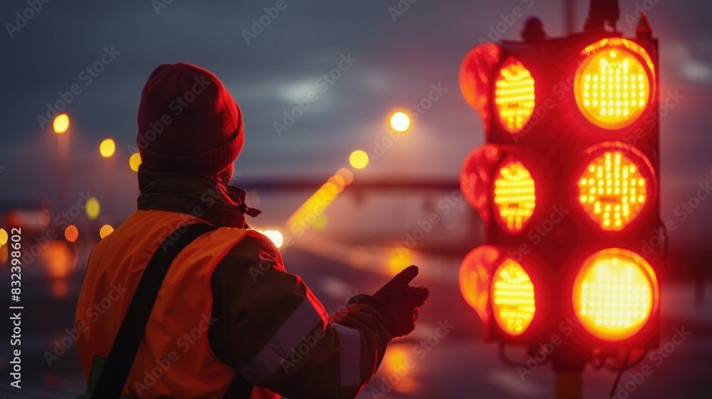 Airport marshalling signal from marshaller for aircraft controls ...