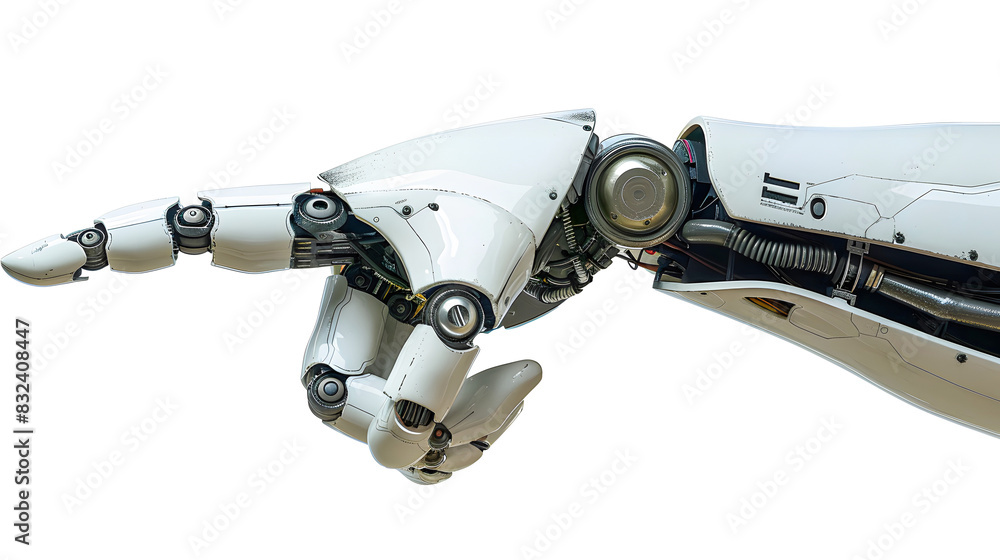 Robot hand pointing index finger, showing gesture, isolated on ...
