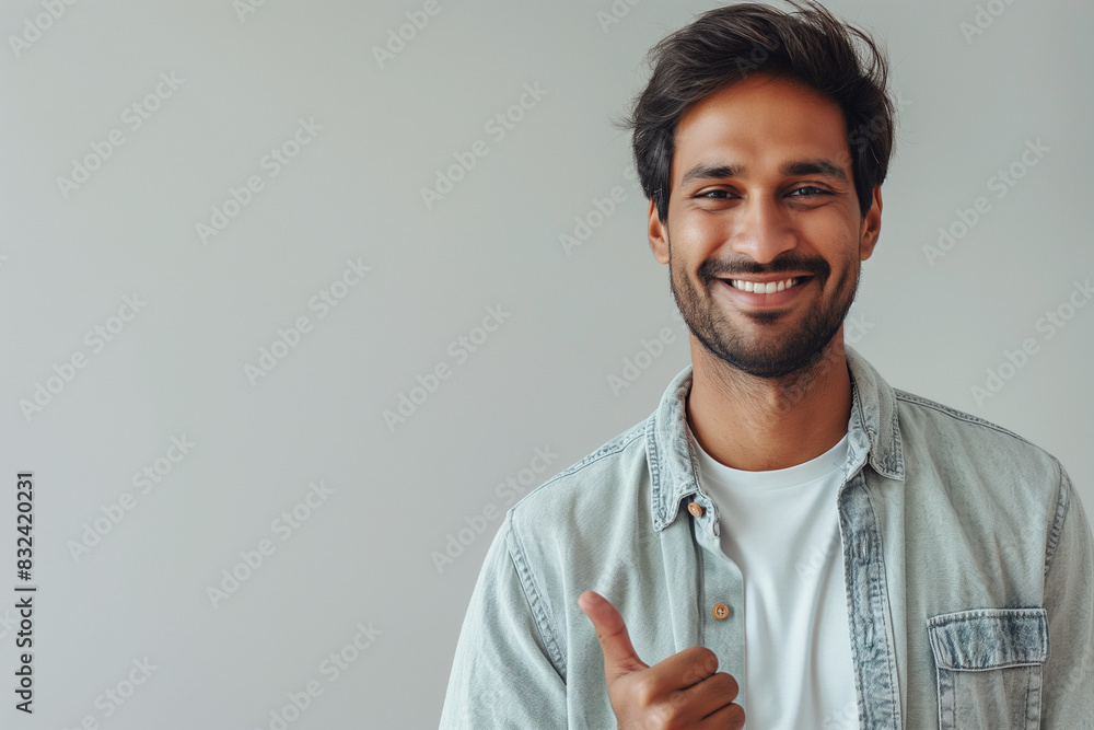 Indian man smile, age 30, white background, black hair, white grey ...