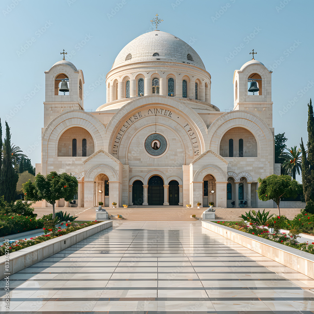 Basilica of the transfiguration at the mount tabor (har tavor), israel ...