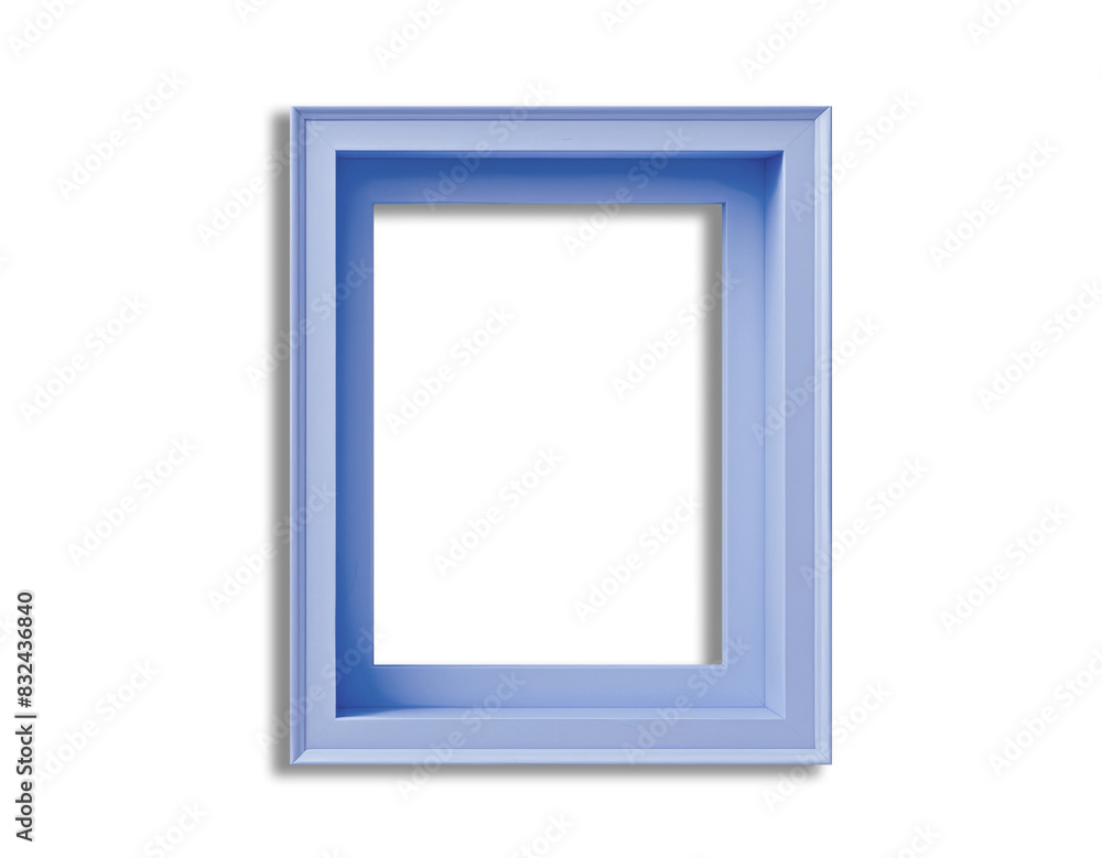 Simple blue square frame on transparent background in PNG format. This ...