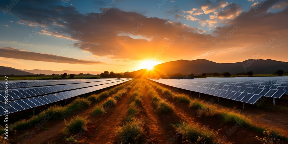 Solar farm showcasing shift from fossil fuels to renewable energy ...