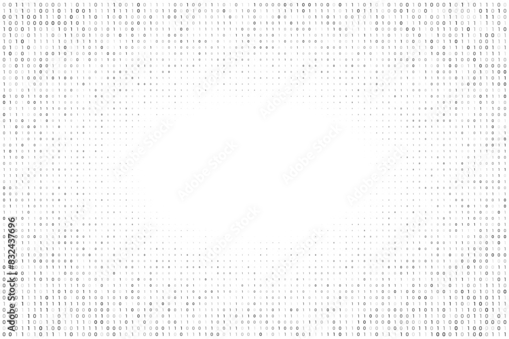 Vetor de Gray digital data matrix of binary code numbers isolated on a ...