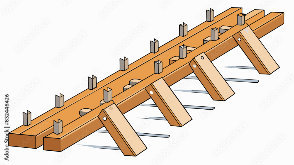 Along the rail evenly spaced wooden ties provide support and stability ...