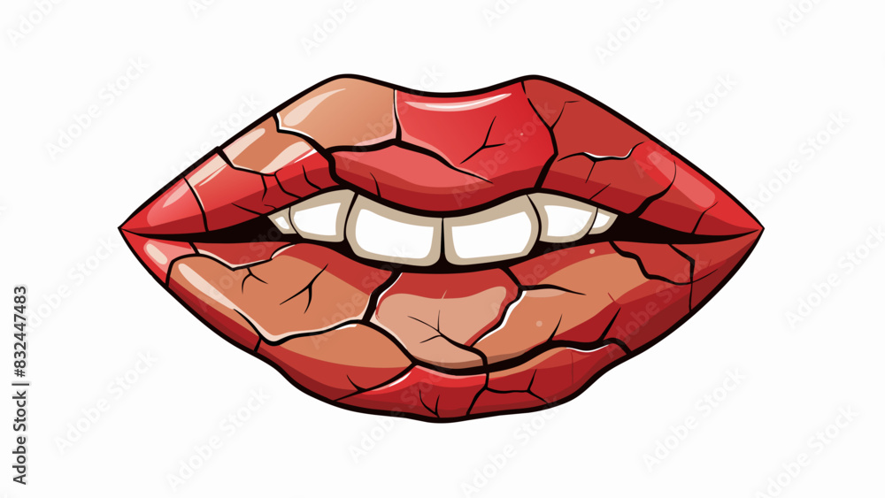 Cracked and dry These lips have visible cracks and lack moisture making ...