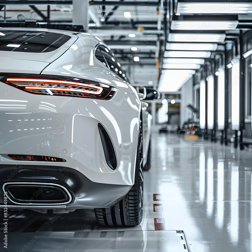 Details from vehicle polishing and detailing service in a modern car ...