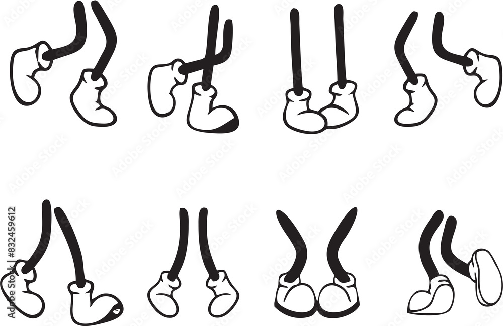 Cartoon legs set, funny cute comic feet icons for kids games or video ...