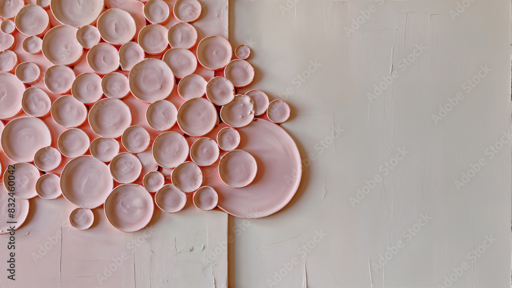 Abstract impasto technique painted broad brush stroke circle shapes in ...