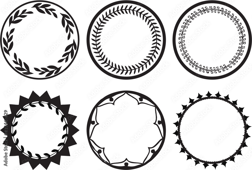Decorative monochrome round pattern and frames. Decorative Ornamental ...