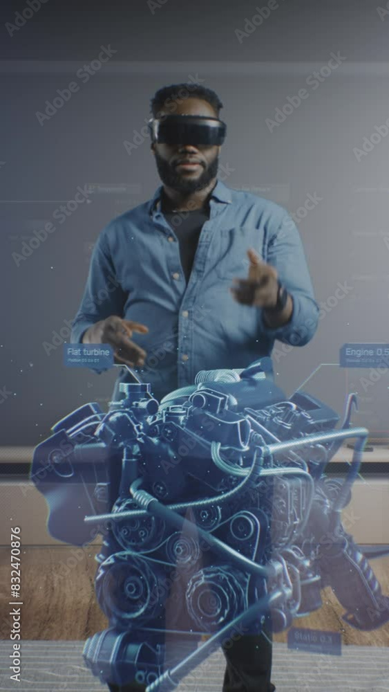 African american engineer developer discussing a 3D model of a new car ...