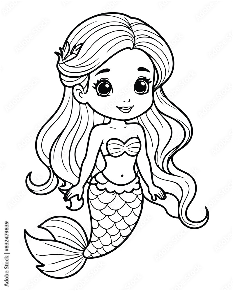 Cute mermaid Coloring pages for kids, ocean animals coloring pages ...