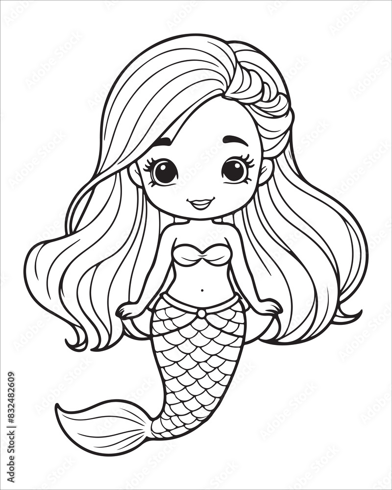 Cute mermaid Coloring pages for kids, ocean animals coloring pages ...