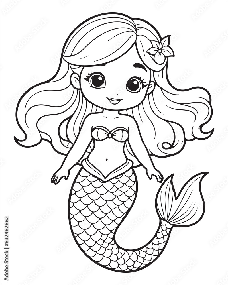 Cute mermaid Coloring pages for kids, ocean animals coloring pages ...
