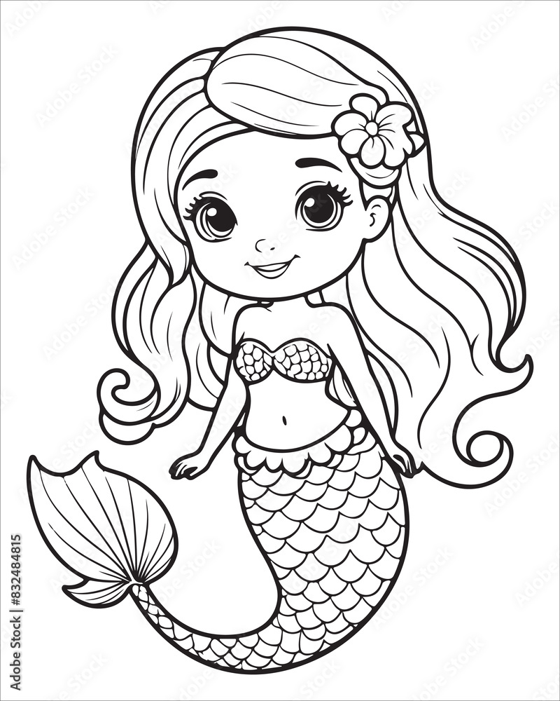 Cute mermaid Coloring pages for kids, ocean animals coloring pages ...