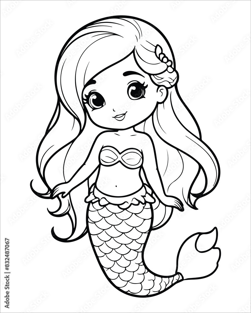 Cute mermaid Coloring pages for kids, ocean animals coloring pages ...