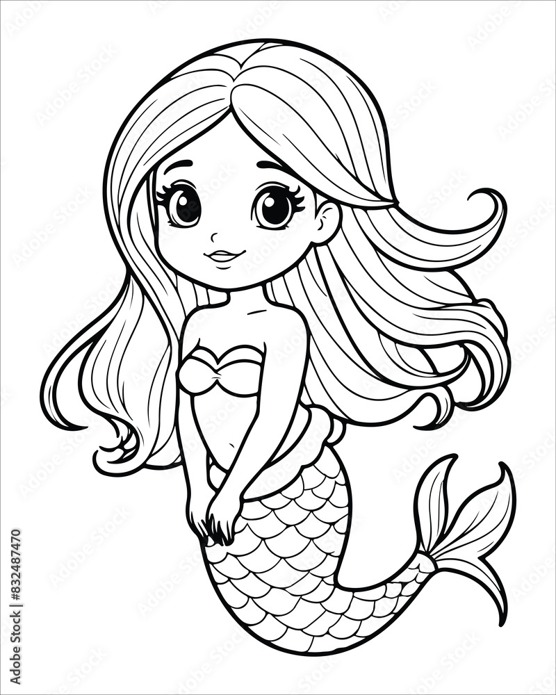 Cute mermaid Coloring pages for kids, ocean animals coloring pages ...